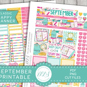 PRINTABLE Back to School Planner Stickers, Happy Planner September ...