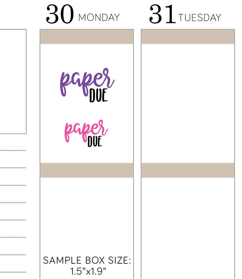 PAPER DUE Script Planner Stickers, Study Planner Stickers, Reminder ...