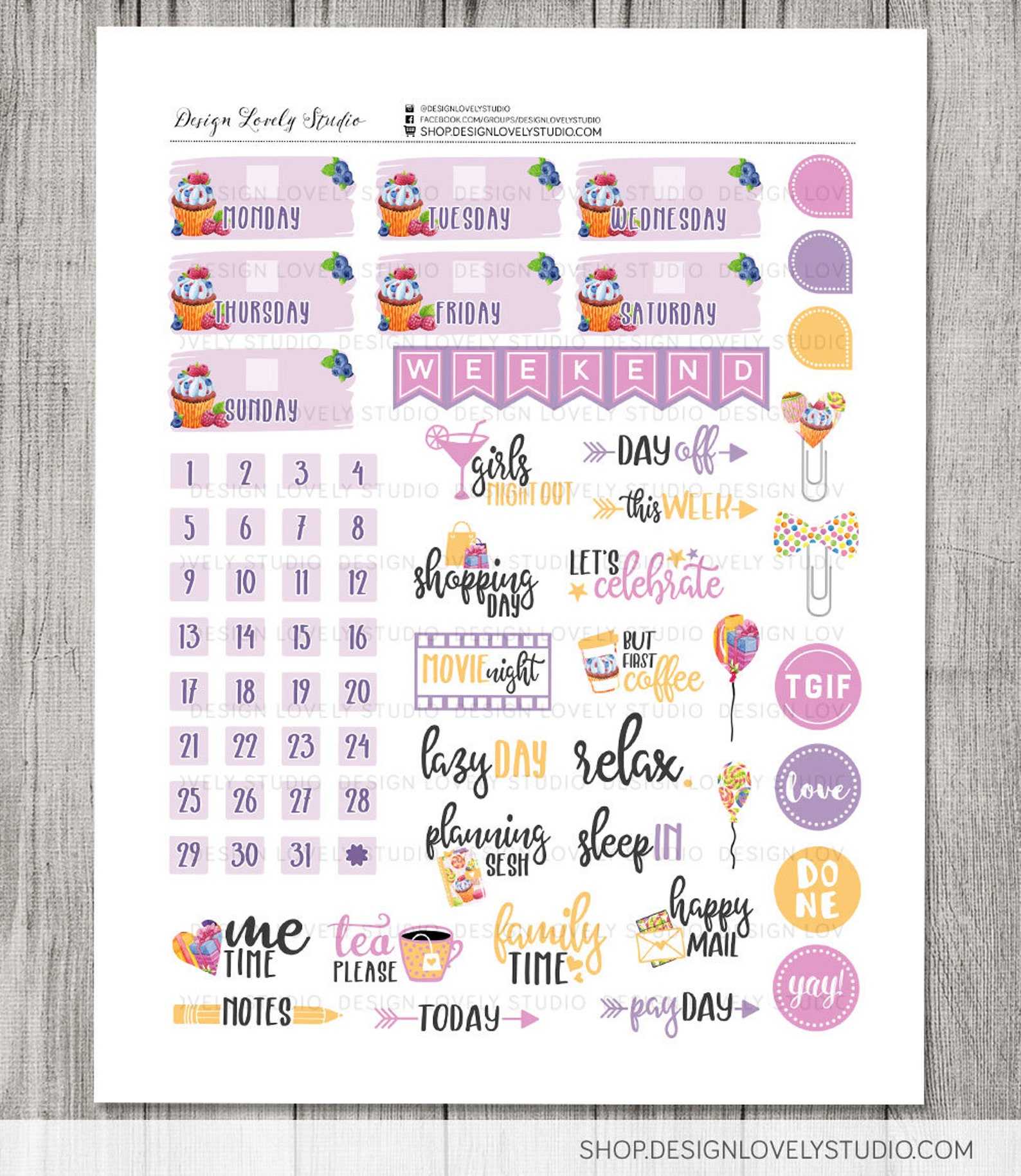 PRINTABLE Birthday Planner Stickers Kit, Big Happy Planner Stickers Kit ...
