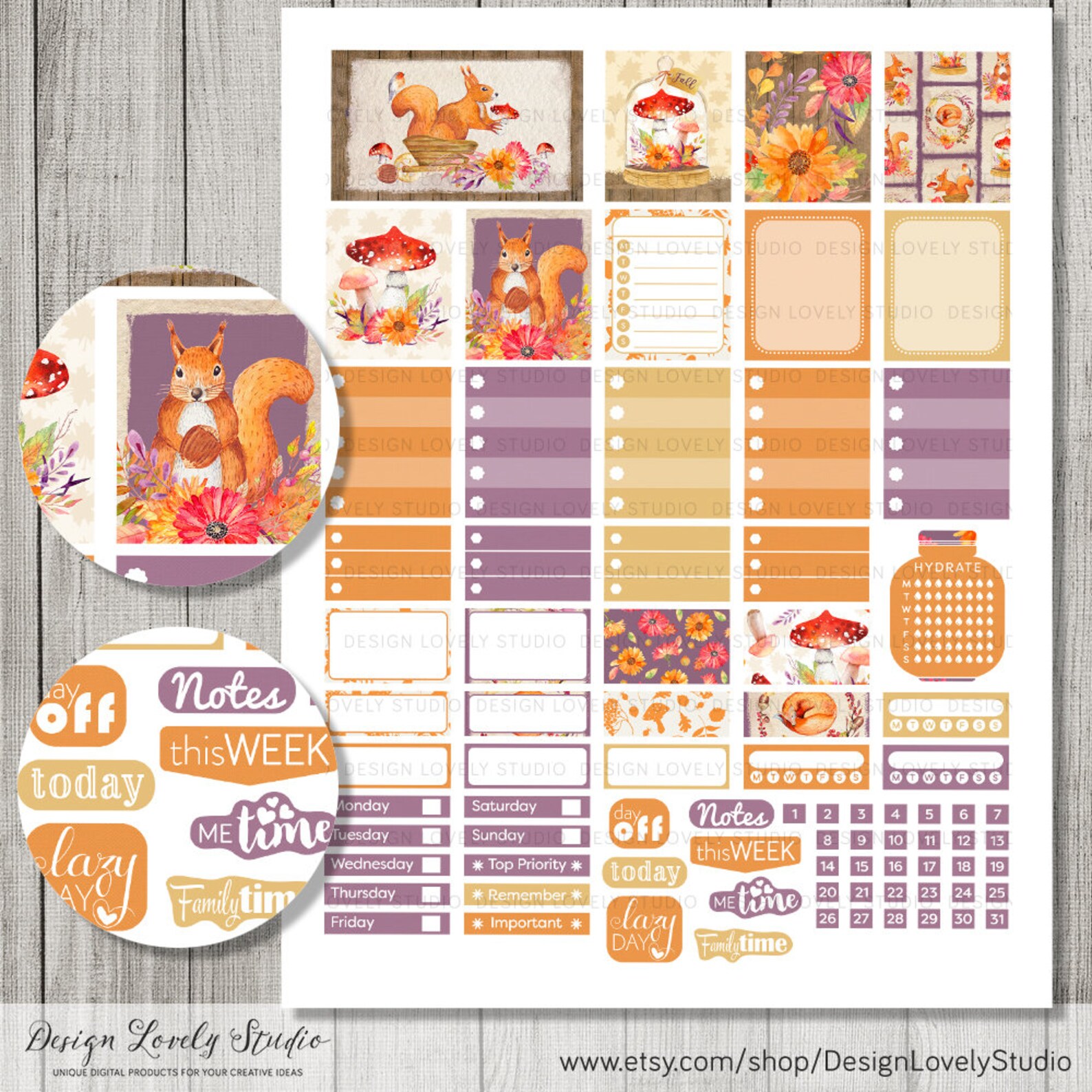 Fall Planner Stickers, PRINTABLE Mini Happy Planner Stickers Kit ...