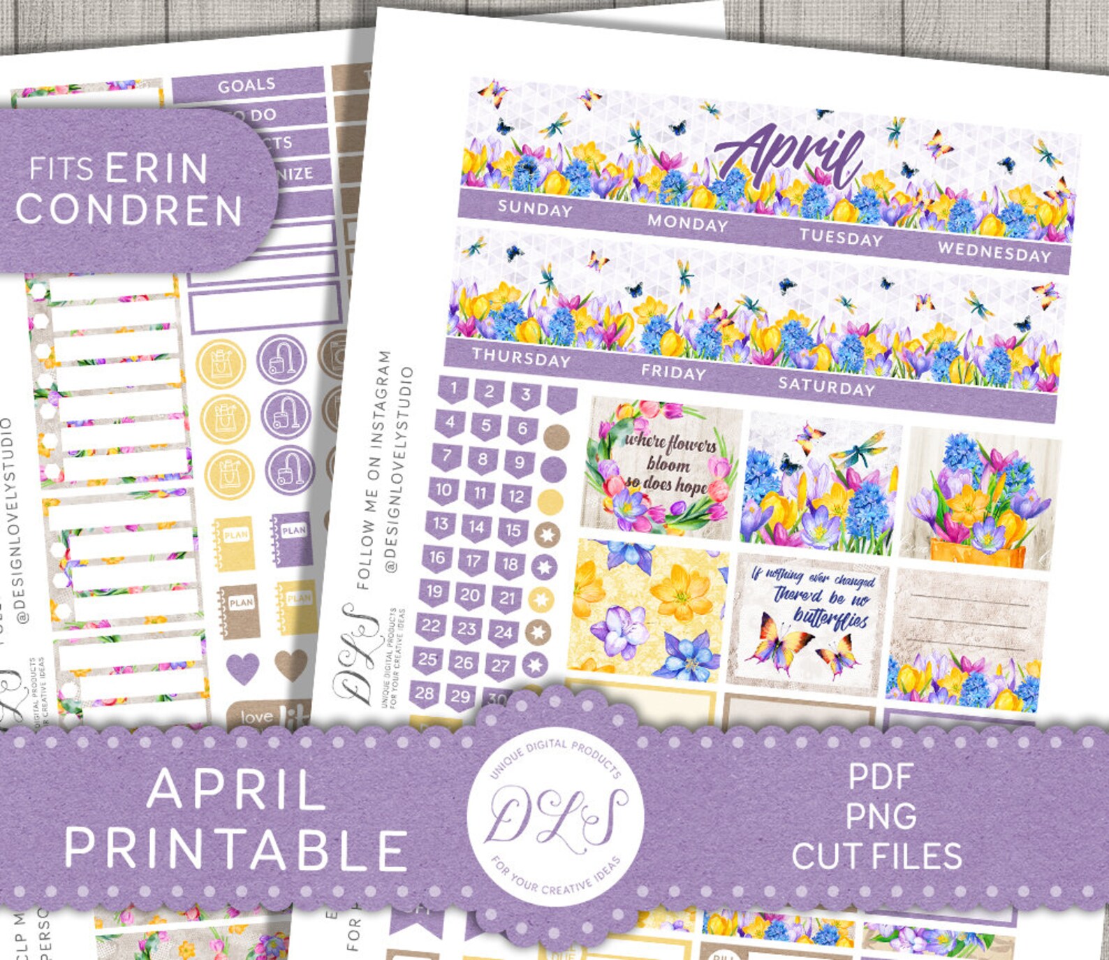 Printable APRIL Planner Stickers, April Monthly Stickers Kit, for Erin ...