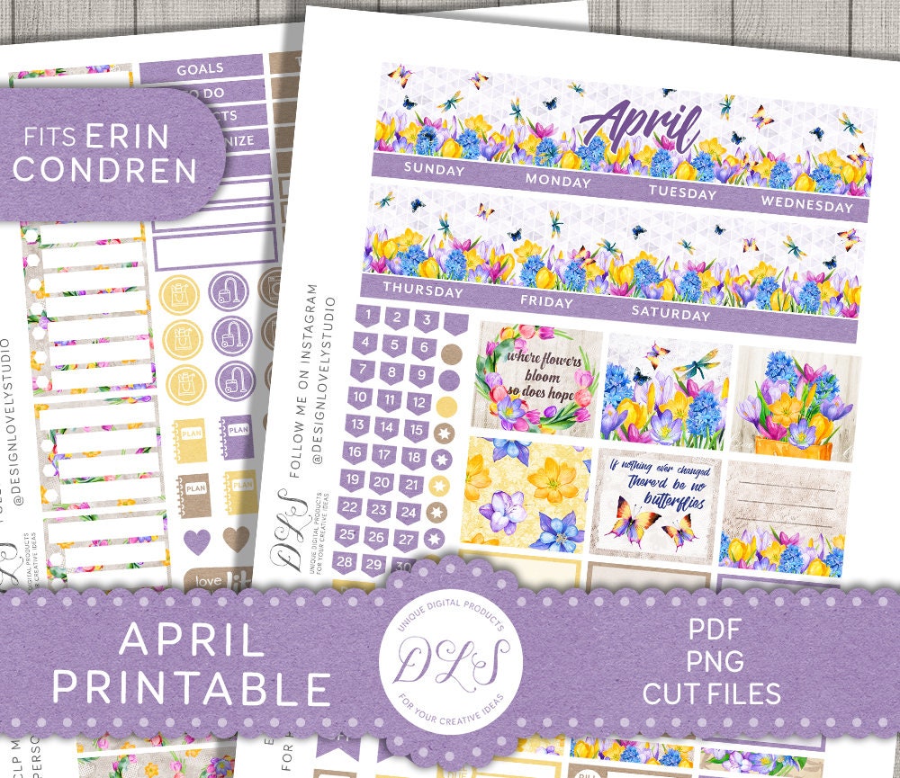 Printable APRIL Planner Stickers April Monthly Stickers Kit - Etsy