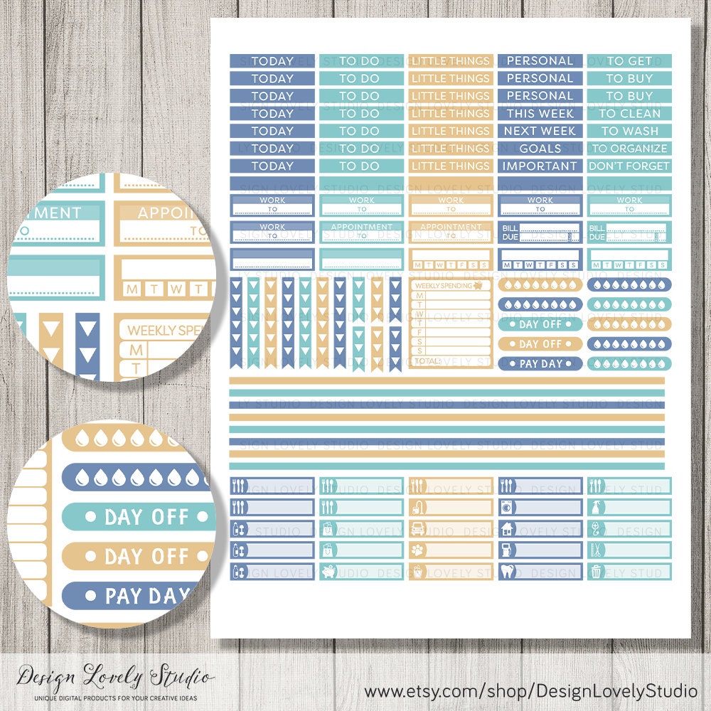 PRINTABLE Summer Planner Stickers Beach Day Planner Stickers | Etsy
