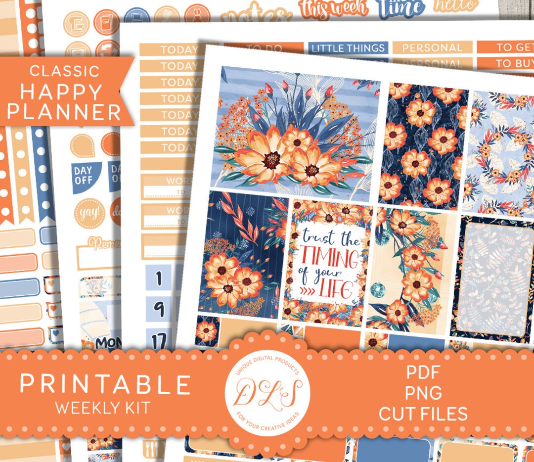 Happy Planner PRINTABLE Weekly Kit, Fall Planner Stickers, Floral ...