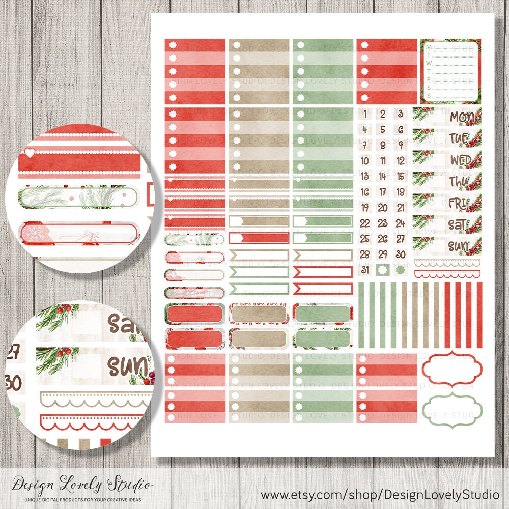 CHRISTMAS Planner Stickers Kit Printable Weekly Kit Fits - Etsy
