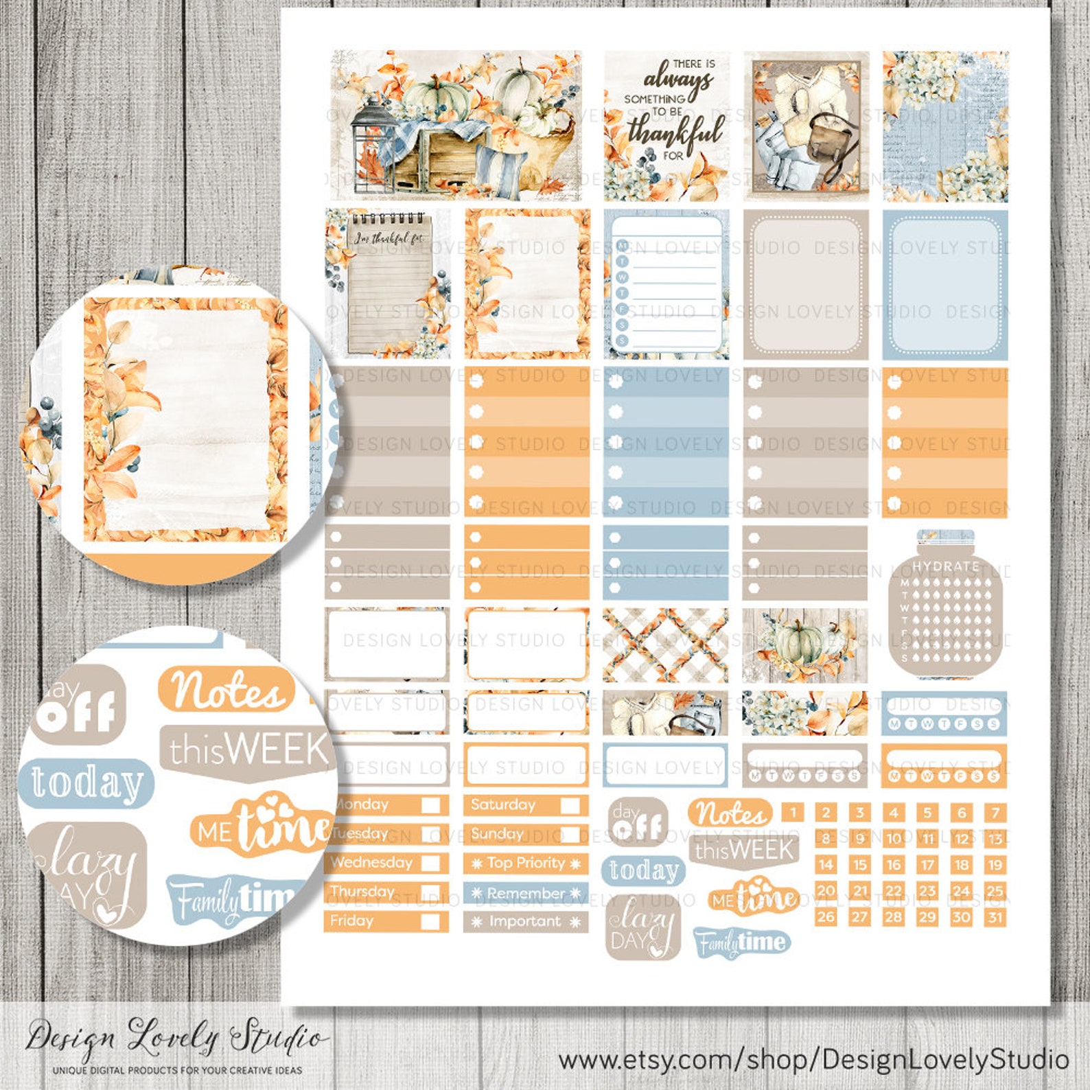 Printable THANKSGIVING Planner Stickers, Mini Happy Planner, November ...