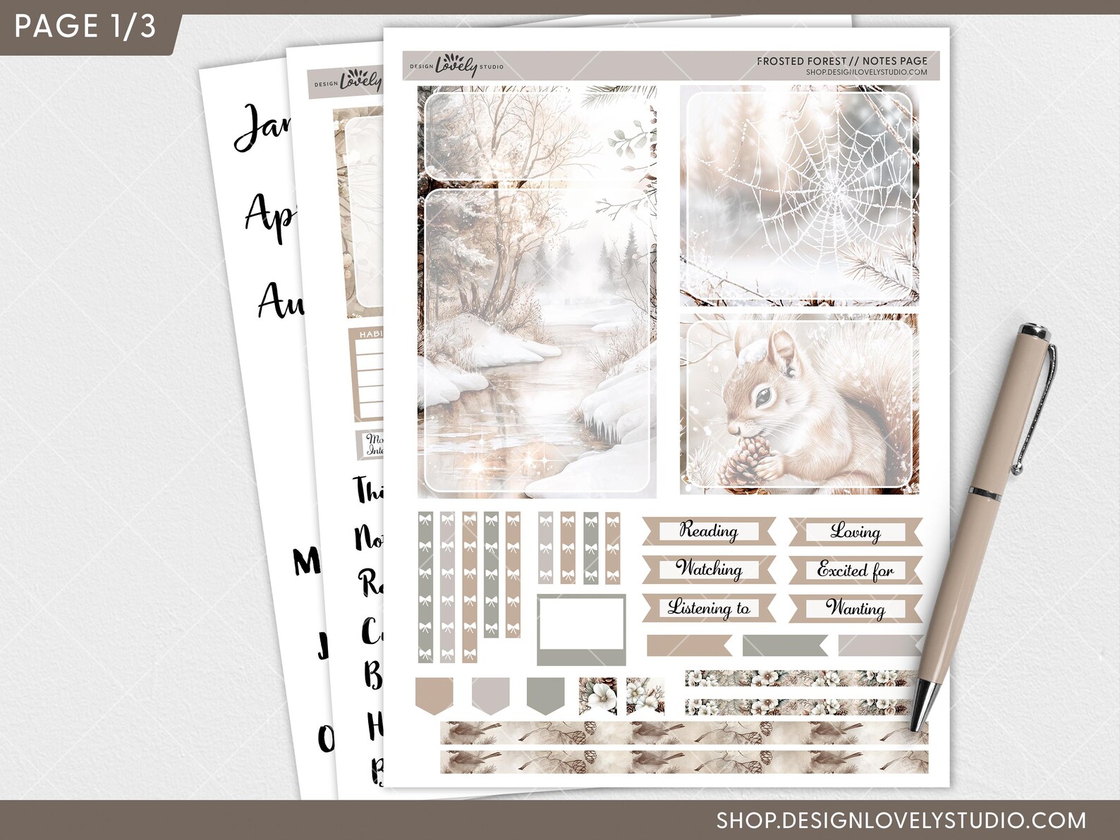 Winter Woodland Printable Planner Stickers, January Notes Kit for Erin ...