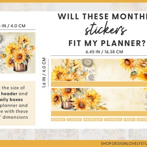Sunflowers Planner Stickers Bundle, Monthly Stickers, Weekly Sticker ...