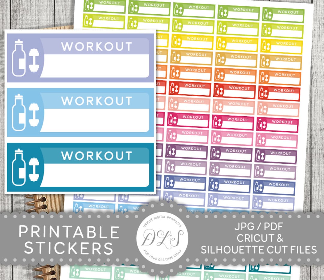 Workout Stickers, Workout Planner Stickers, Printable Workout Planner ...