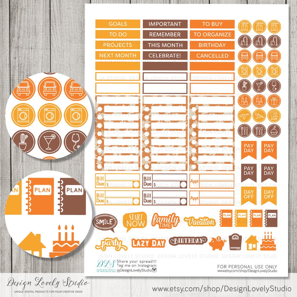 Big Happy Planner October Stickers Kit Printable October | Etsy