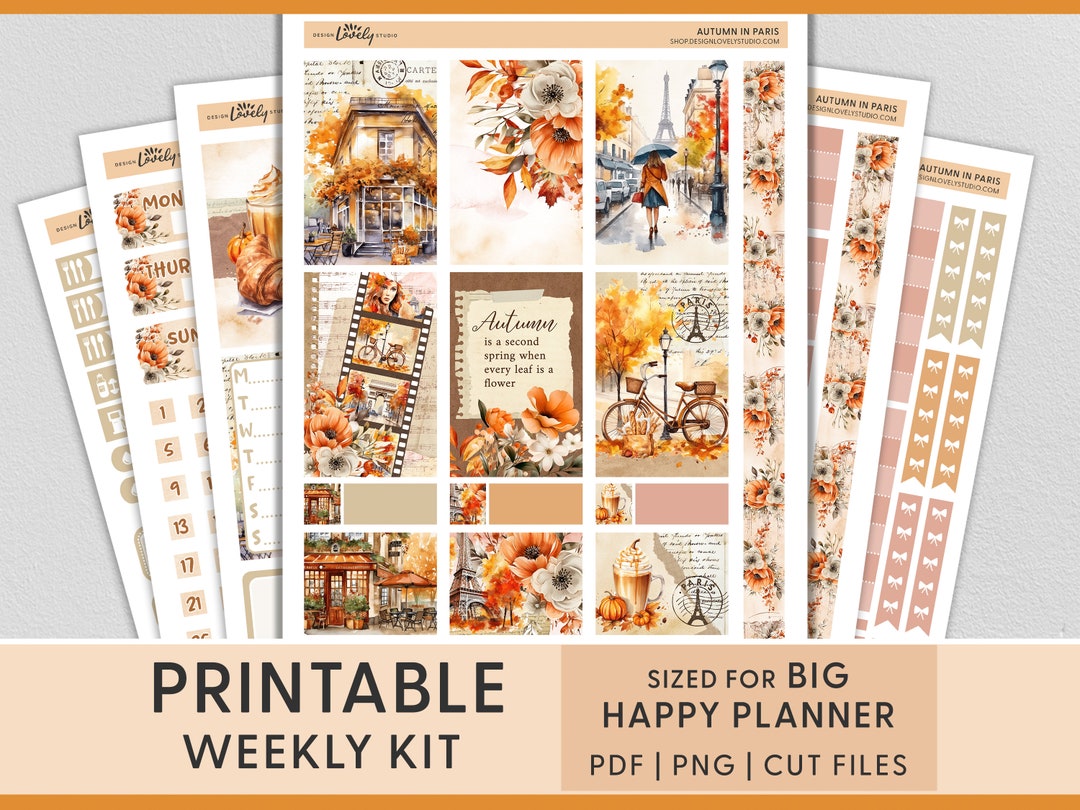 Printable Autumn Weekly Stickers, Big Happy Planner, Printable Planner ...