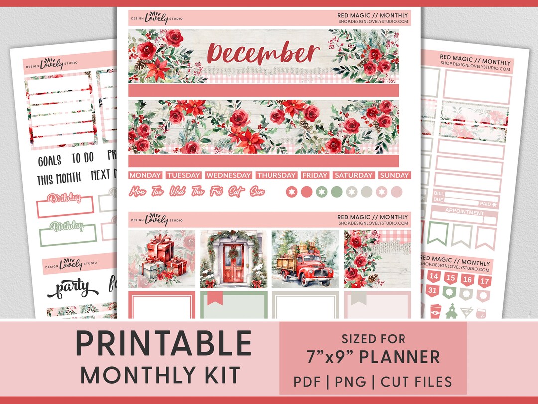 Printable December Monthly Kit, Christmas Planner Stickers, December ...