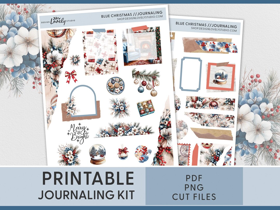 Printable Christmas Journaling Sticker Kit, Christmas Deco Stickers ...