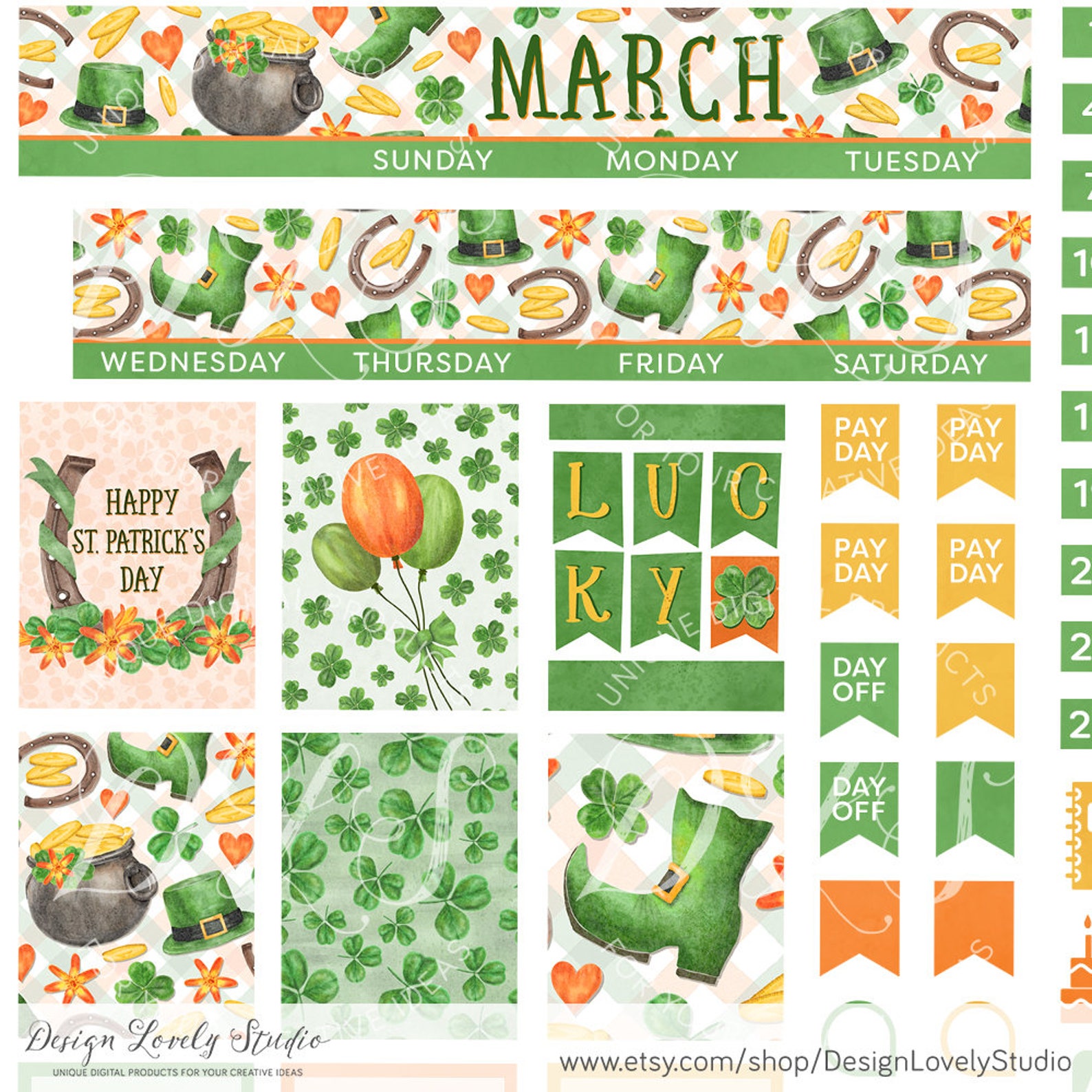 March Mini Happy Planner Stickers, Mini Happy Planner Printable, March ...