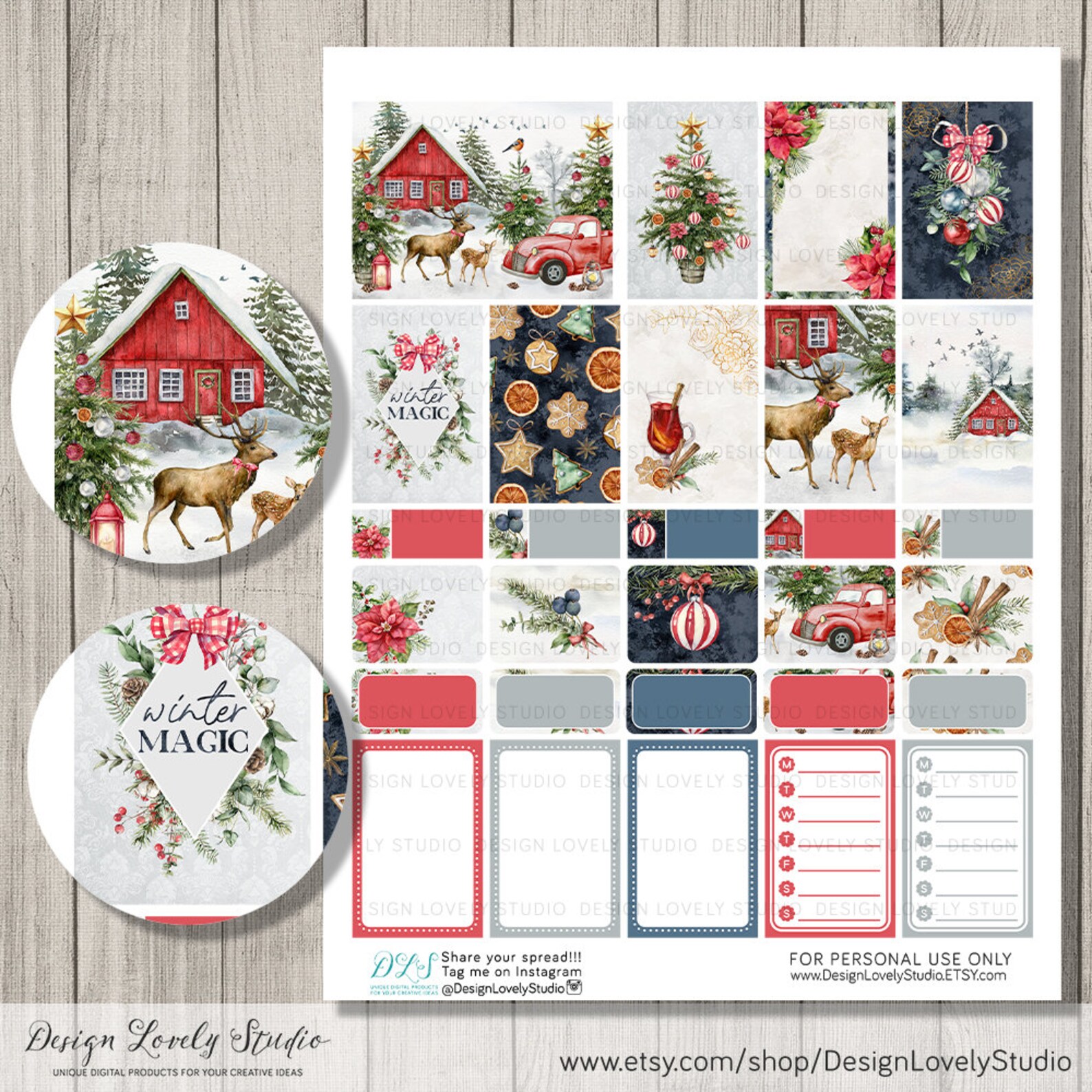 CHRISTMAS Planner Printable Stickers Happy Planner Weekly - Etsy
