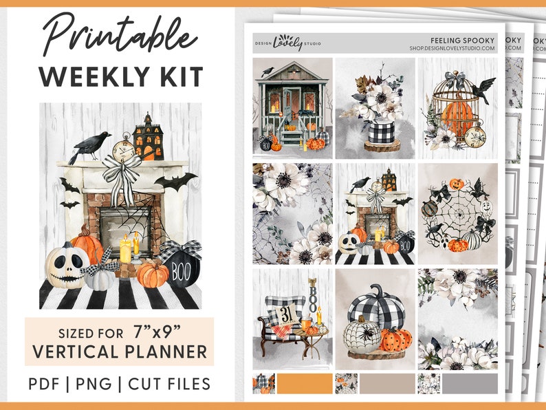 Halloween Planner Stickers, Printable Planner Stickers, October Planner ...