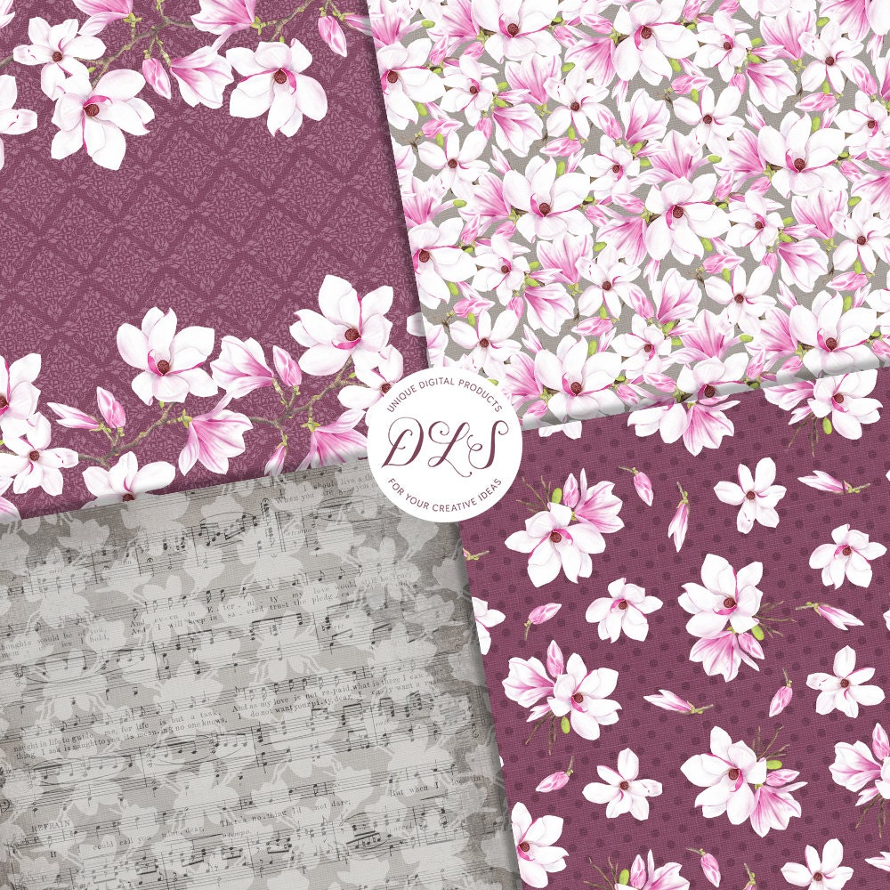 Floral Digital Paper Pack Flower Digital Paper Spring | Etsy