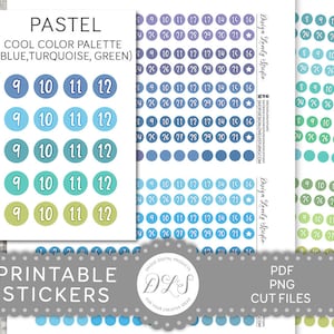 Printable DATE DOT Planner Stickers, Printable Date Cover Stickers ...