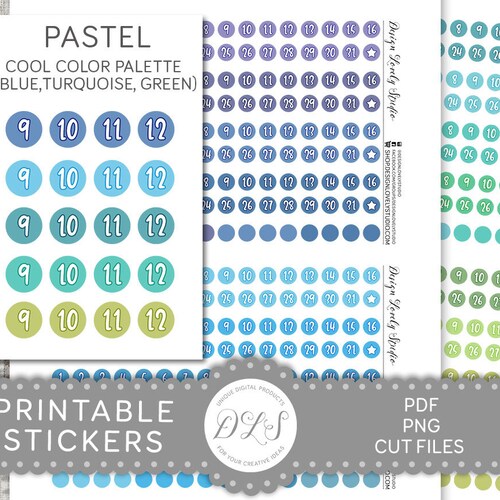 Printable DATE DOT Planner Stickers Printable Date Cover - Etsy