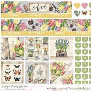 Big Happy Planner April Stickers Kit, April Monthly Printable, Spring ...