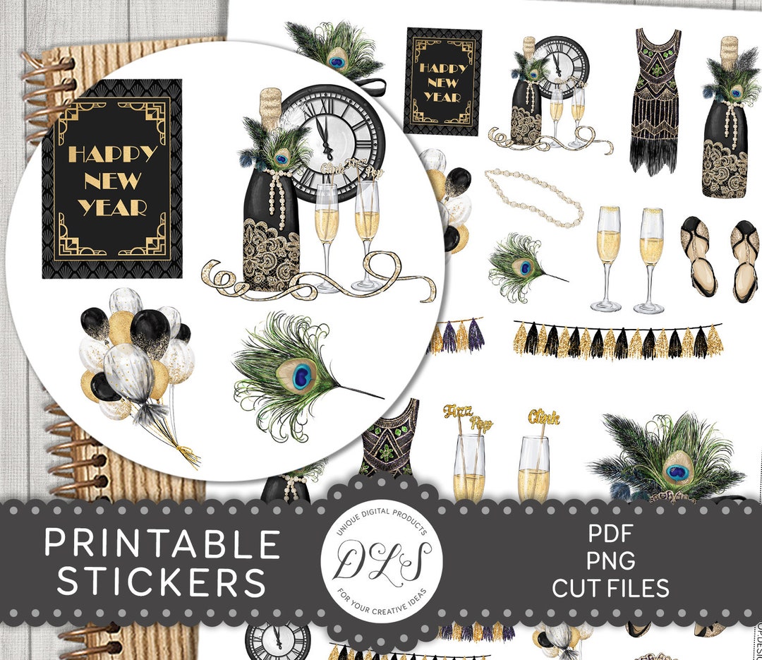 Printable New Year Planner Stickers, New Year Scrapbook Stickers, New ...