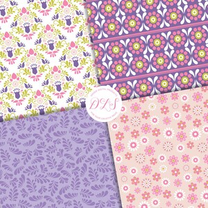 Bright Floral Digital Paper, Colorful Floral Patterns, Flower Scrapbook ...