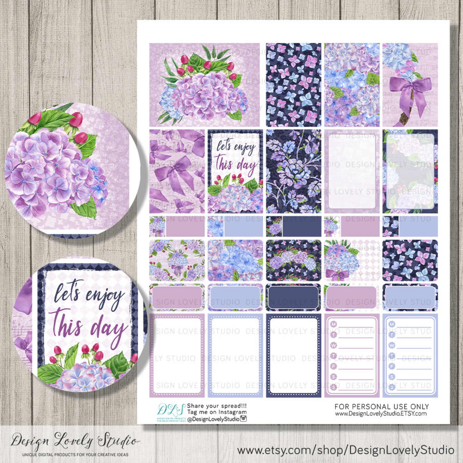 Happy Planner PRINTABLE Stickers Purple Floral Planner - Etsy