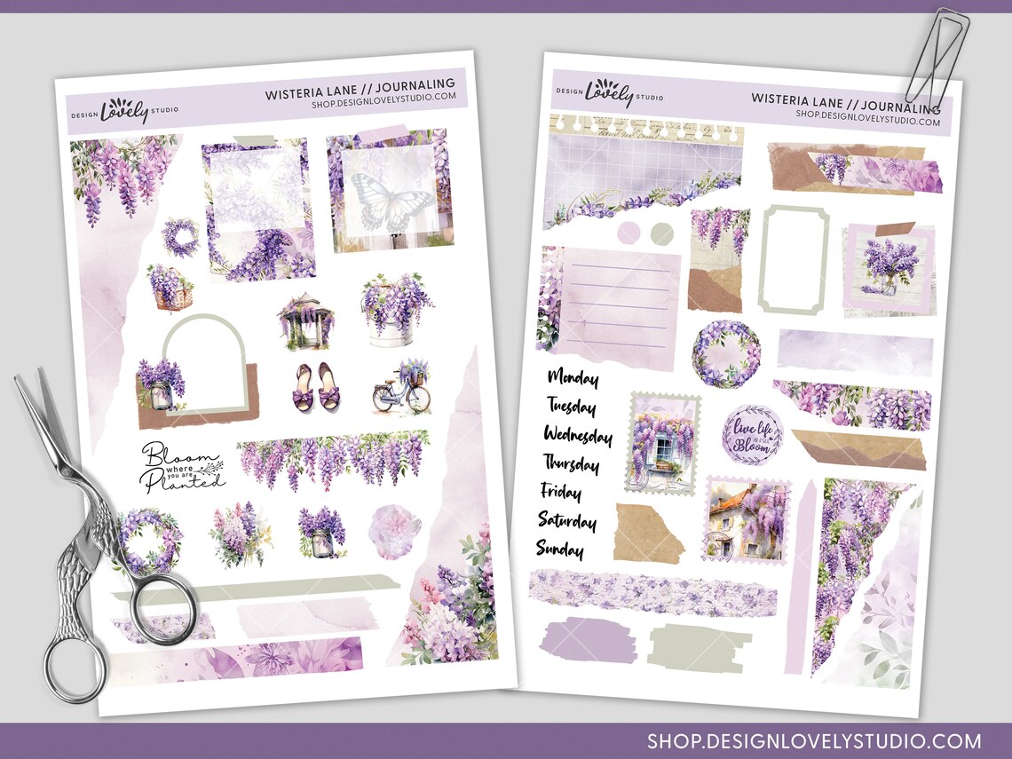 Floral Journaling Sticker Kit, Floral Deco Stickers, Spring Journaling ...