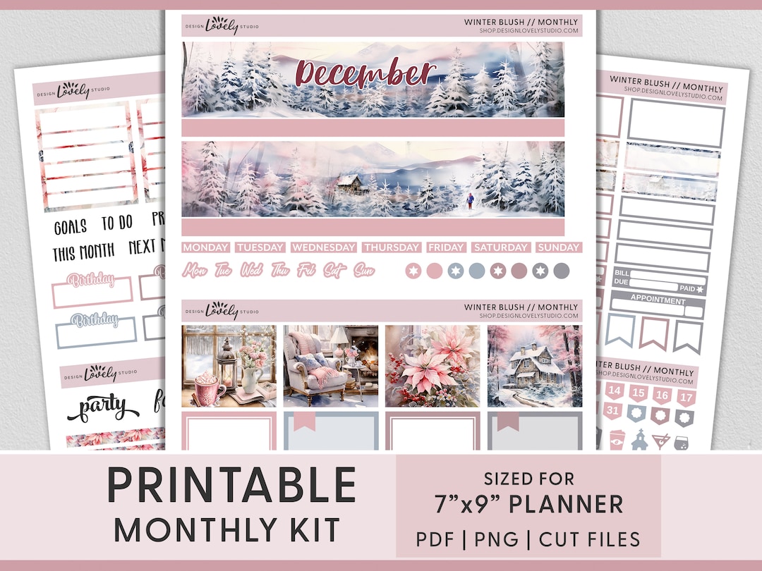 December Planner Stickers, December Monthly Kit, Christmas Planner ...
