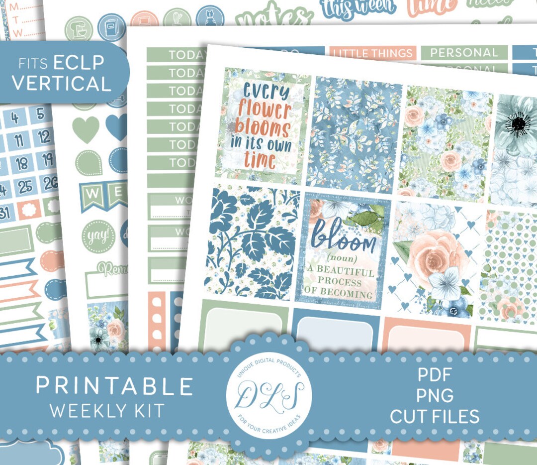 Printable FLORAL Planner Stickers, Printable Weekly Stickers Kit, Fits ...