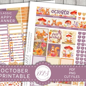 Printable OCTOBER Monthly Stickers Kit, Happy Planner October Kit, Fall ...