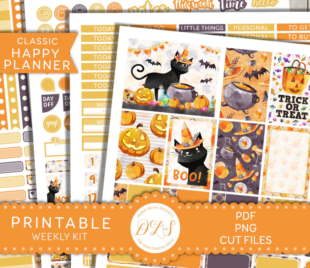 HALLOWEEN Planner Stickers Kit, Happy Planner Fall Weekly Kit ...
