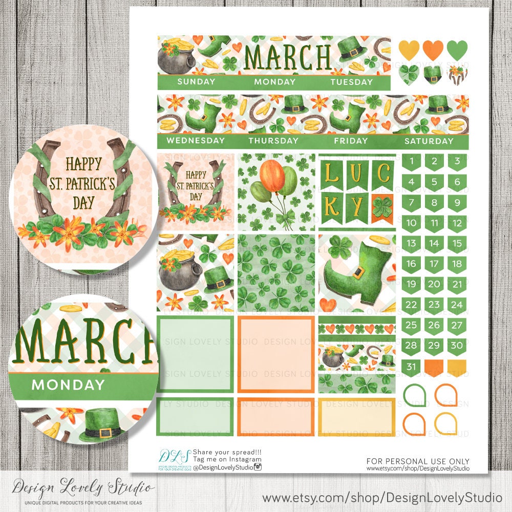 March Big Happy Planner Stickers, Printable Big Happy Planner Stickers ...