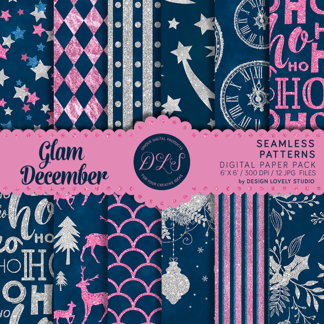 Digital Christmas Background / Christmas Digital Paper Pack / Glitter ...