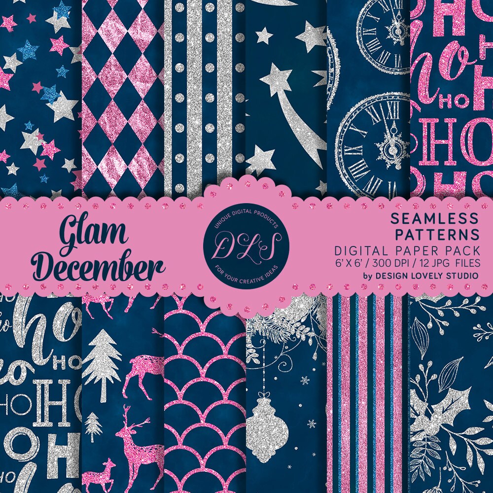 Digital Christmas Background / Christmas Digital Paper Pack / Glitter ...