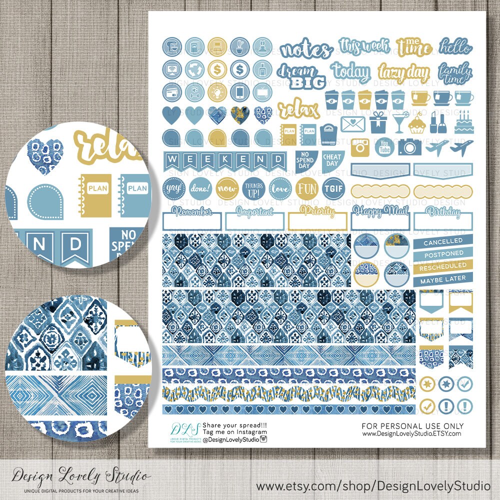 Printable Weekly Planner Kit, Erin Condren Printable Stickers ...