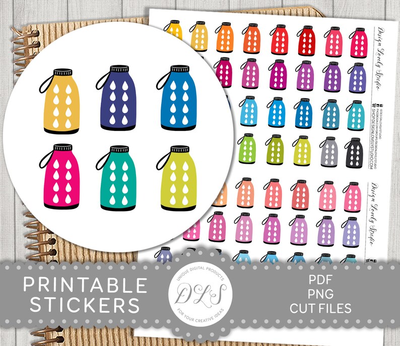 Printable Hydration Stickers Hydrate Water Bottle Planner - Etsy