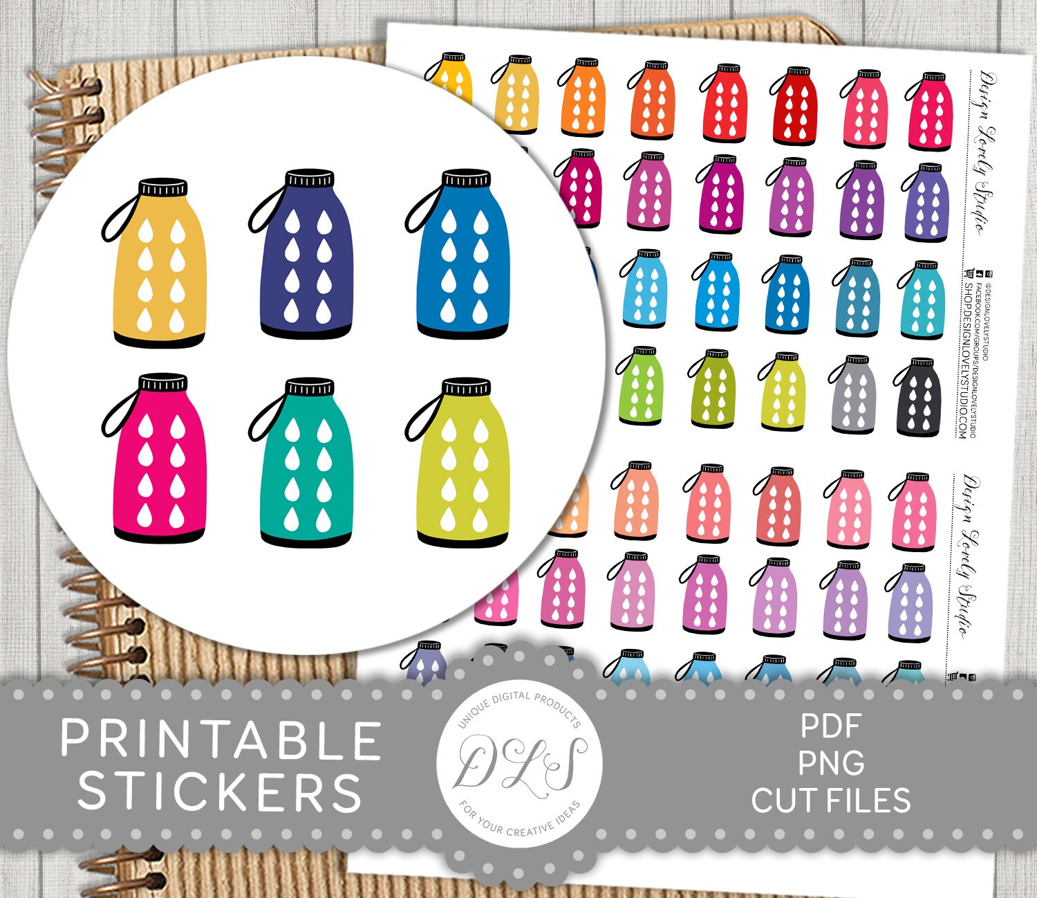 Printable Hydration Stickers Hydrate Water Bottle Planner | Etsy
