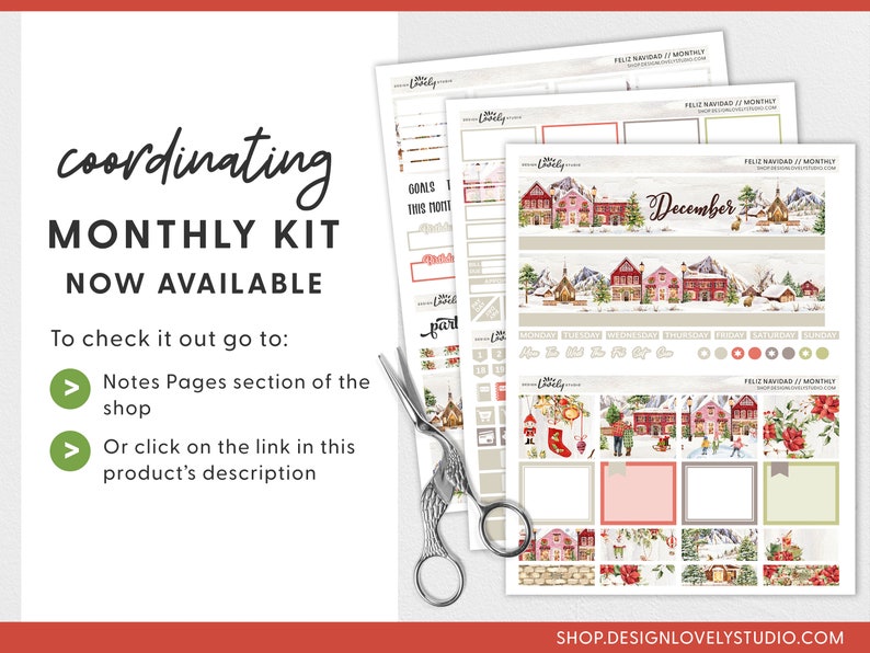 December Notes Page Kit Printable Planner Stickers Monthly - Etsy
