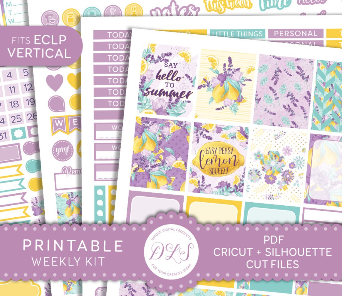 Weekly Planner Printable Summer Planner Stickers Lemon | Etsy