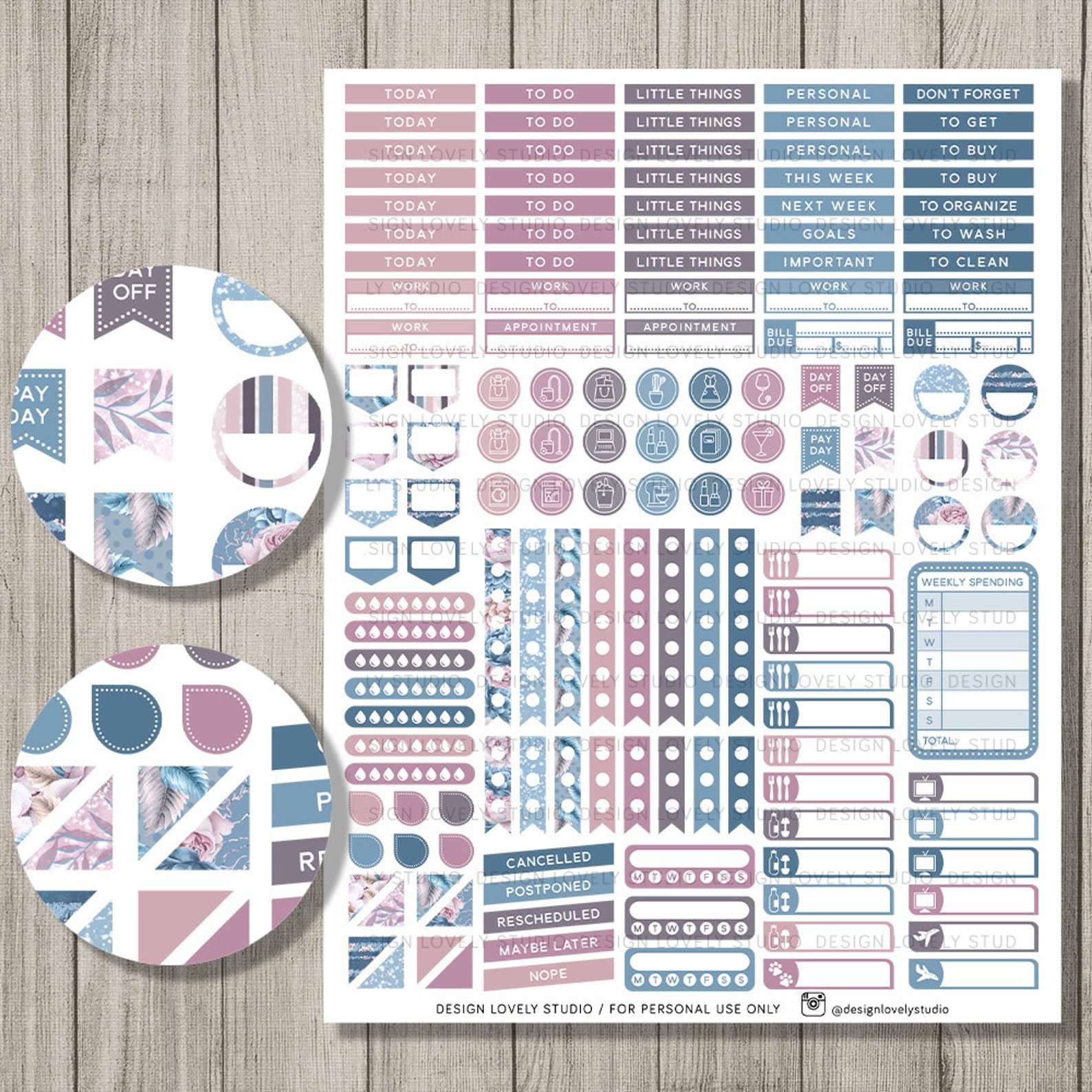 Mambi Planner Stickers, Happy Planner Weekly Kit, Printable Stickers ...