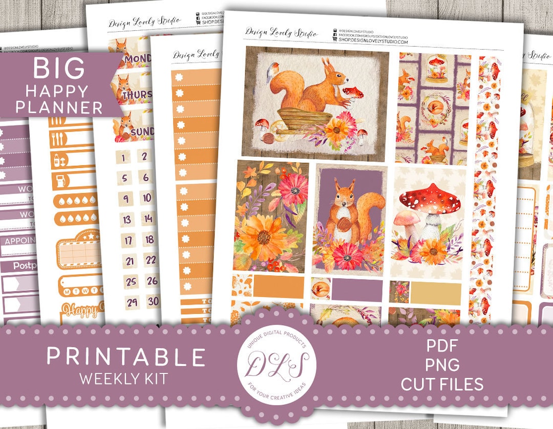 Big Happy Planner PRINTABLE Weekly Kit, Fall Planner Stickers, Woodland ...