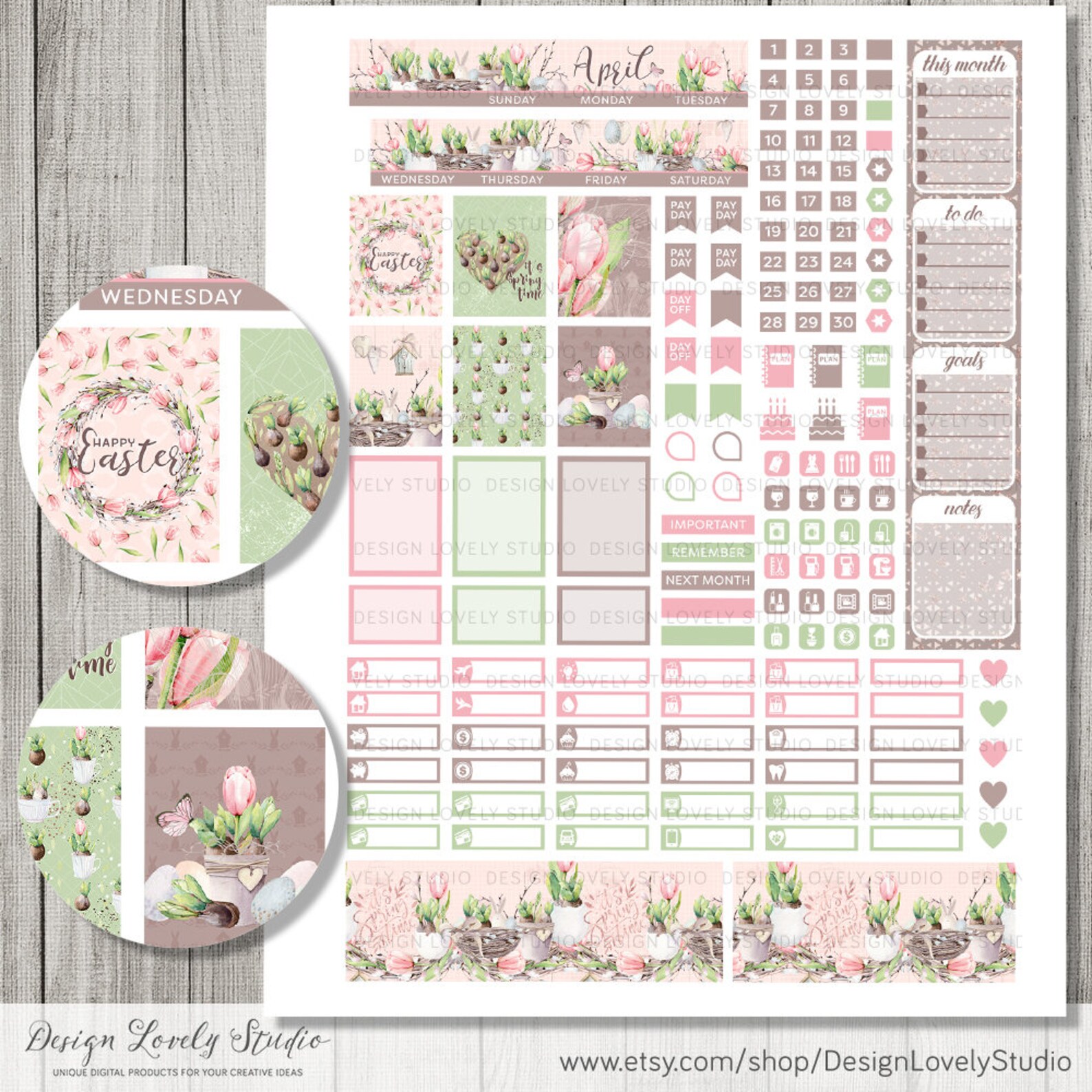 April Mini Happy Planner Stickers, April Monthly Kit, Mini Happy ...