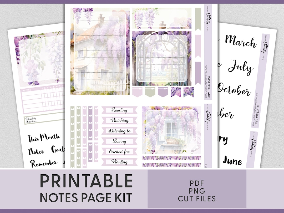 Printable April Notes Page Kit, May Notes Page Stickers, Printable ...
