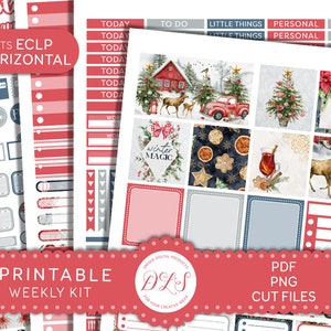 CHRISTMAS Planner Printable Stickers, Holiday Planner Stickers, Winter ...