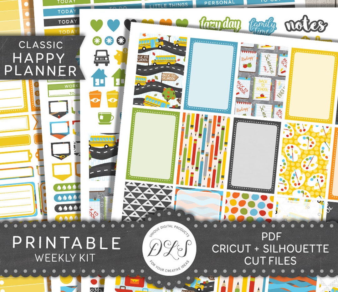 Happy Planner Back to School Stickers, Printable Back to School ...