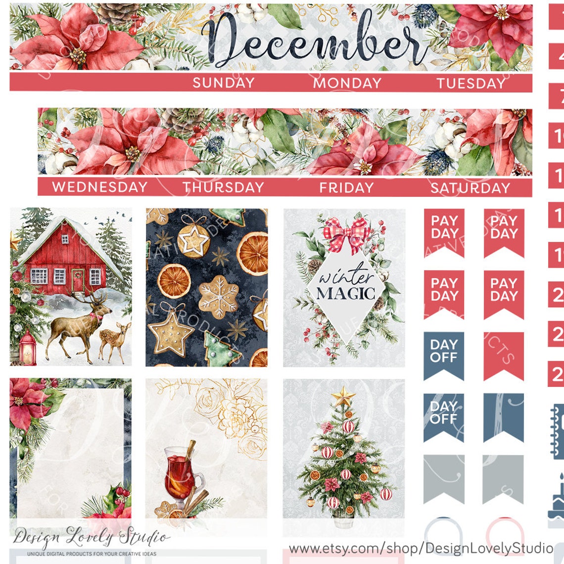 DECEMBER Monthly Stickers Kit Printable Mini Happy Planner | Etsy