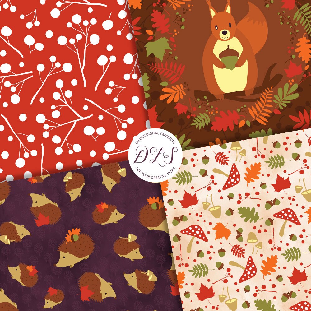 FALL Digital Paper Autumn Background Seamless Colorful Autumn - Etsy