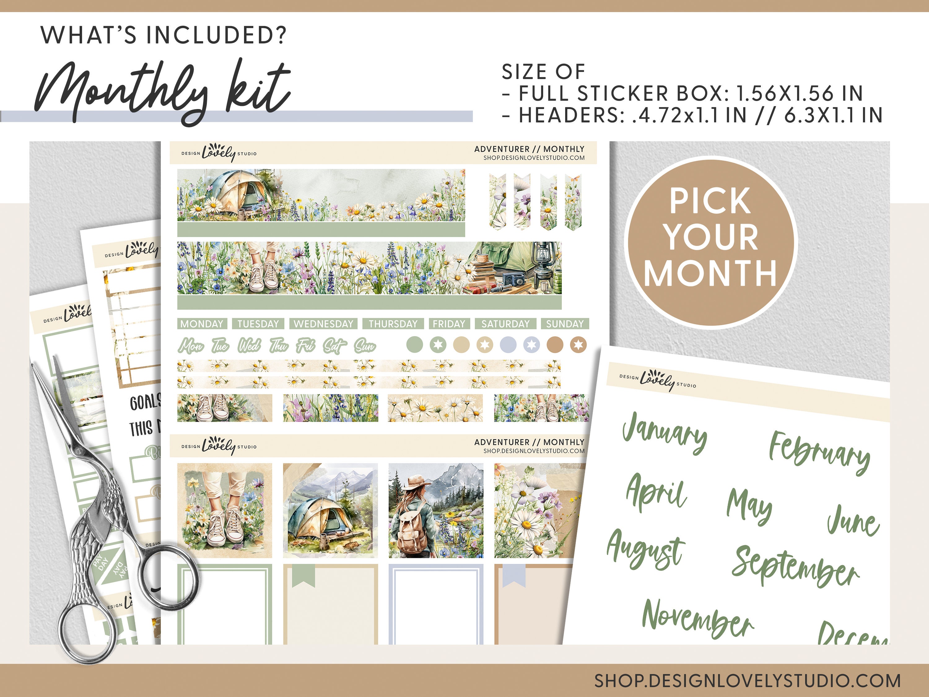 Printable Summer Planner Stickers Bundle, Hiking, Camping, Happy ...