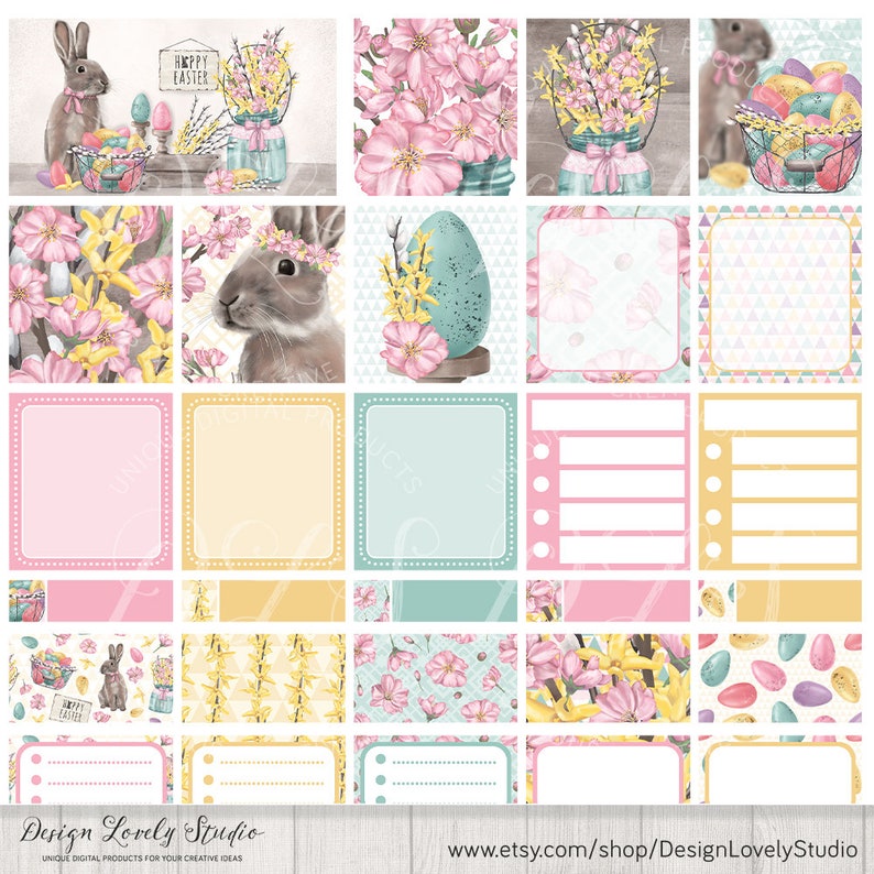 Printable EASTER Planner Stickers Kit Bunny Easter Planner - Etsy